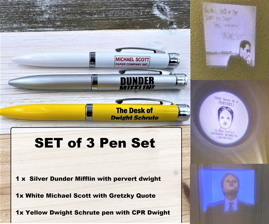 The Office LED Projection Pen Set - Dunder Mifflin Gag Gifts - Etsy