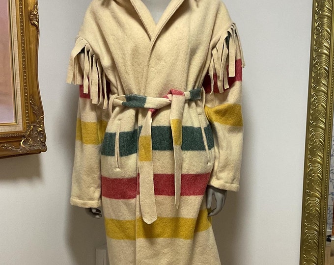 1970s Hudsons Bay Wool Blanket Jacket / Three Point Wool Blanket Coat ...