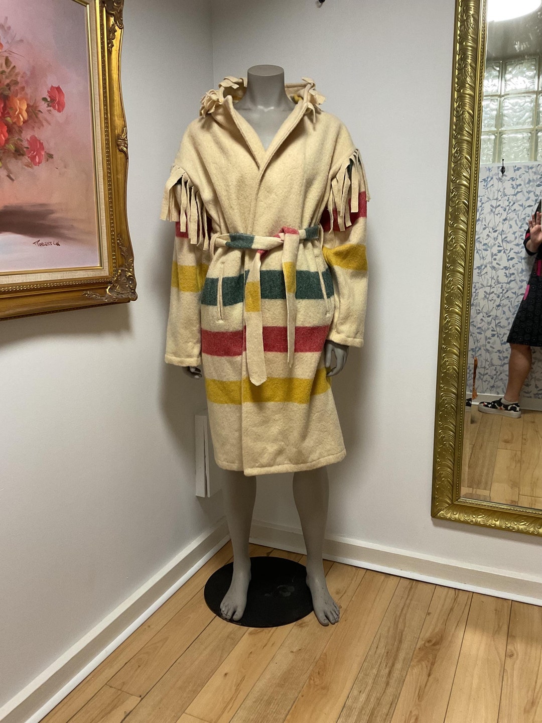 1970s Hudsons Bay Wool Blanket Jacket / Three Point Wool Blanket Coat ...
