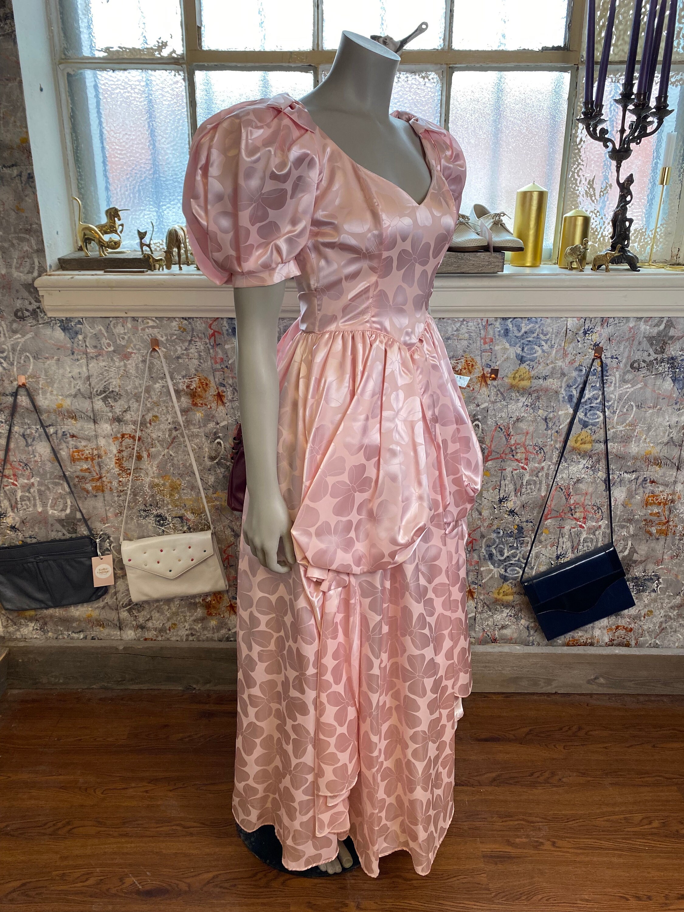 Vintage Pink Princess Dress / 80's Prom Dress / Evening Gown / Ball ...