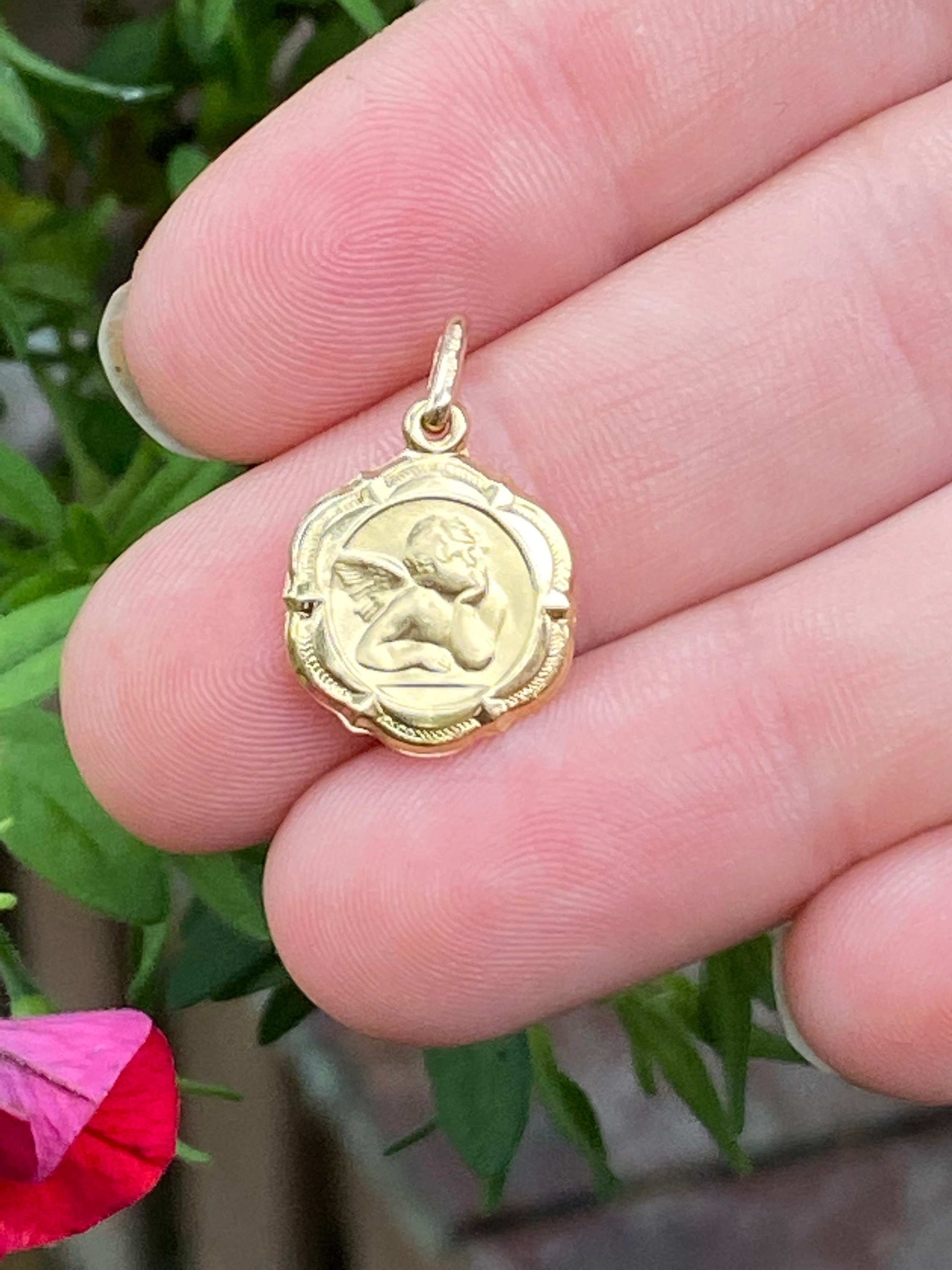 Vintage 10K Gold Cherub Angel Baby Pendant / Womens Vintage Gold ...