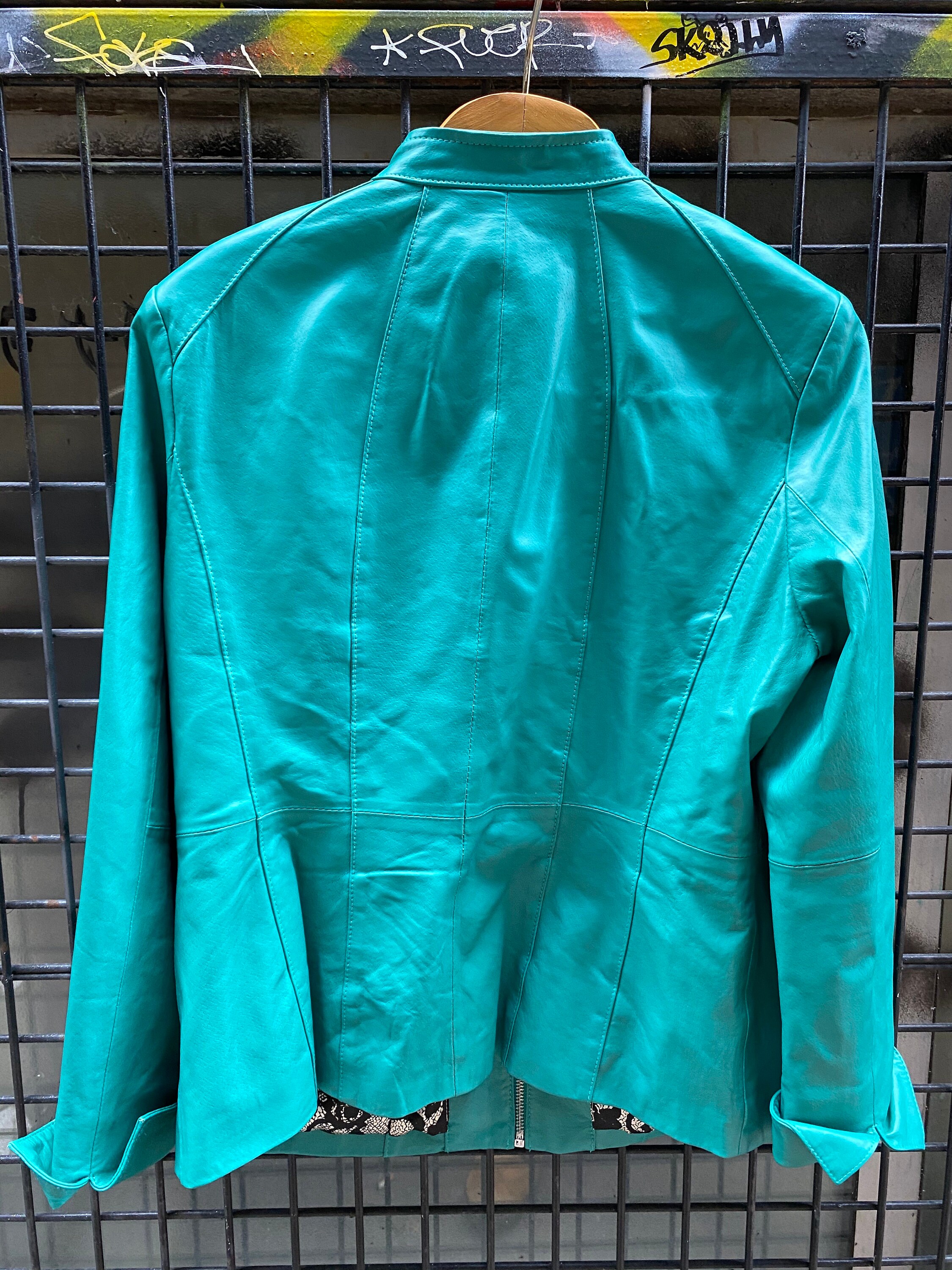 Vintage Green Leather Jacket Medium