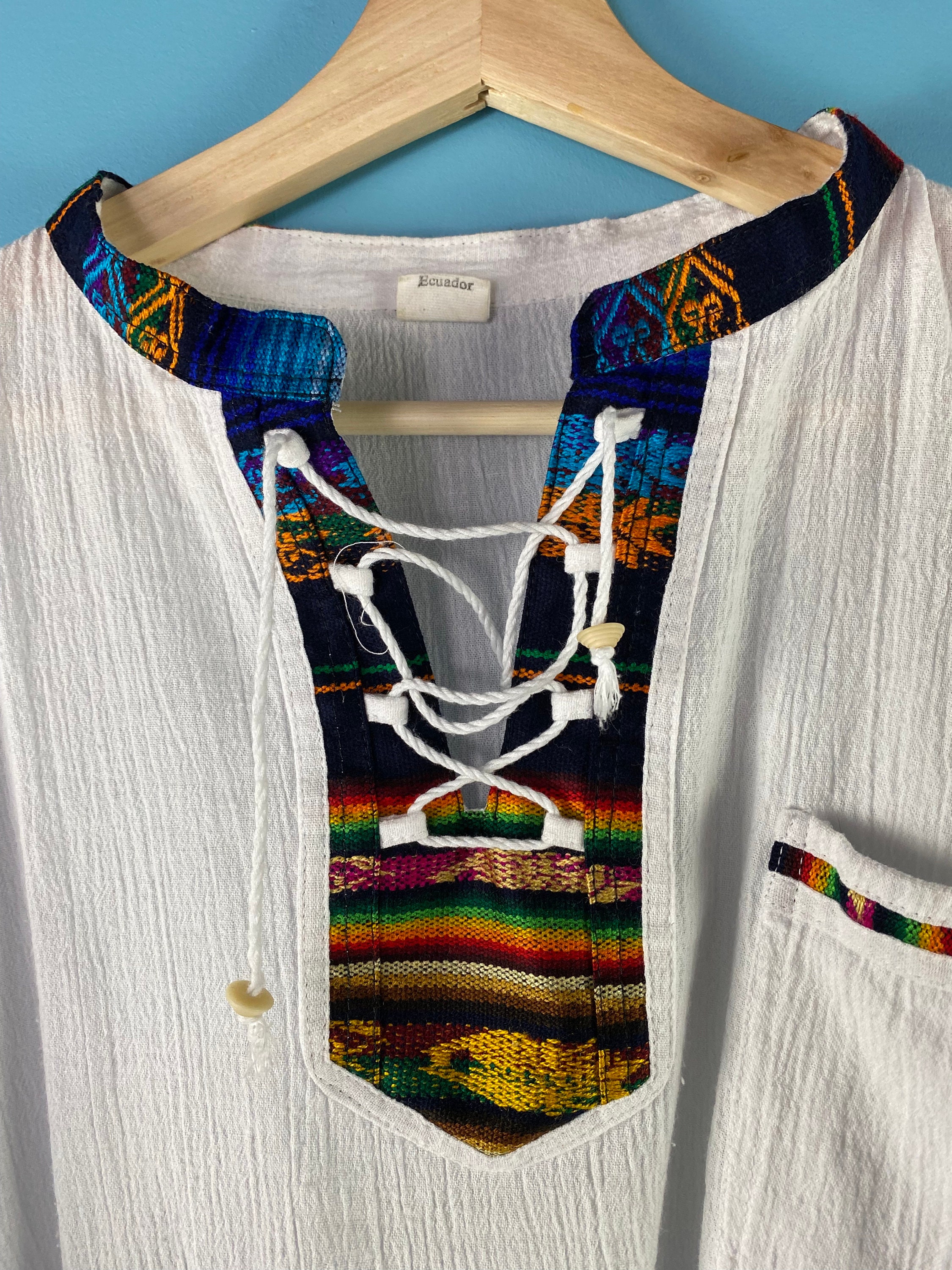 Ecuador Cotton Shirt With Embroidery / Travel Inspired Clothing / Loose ...