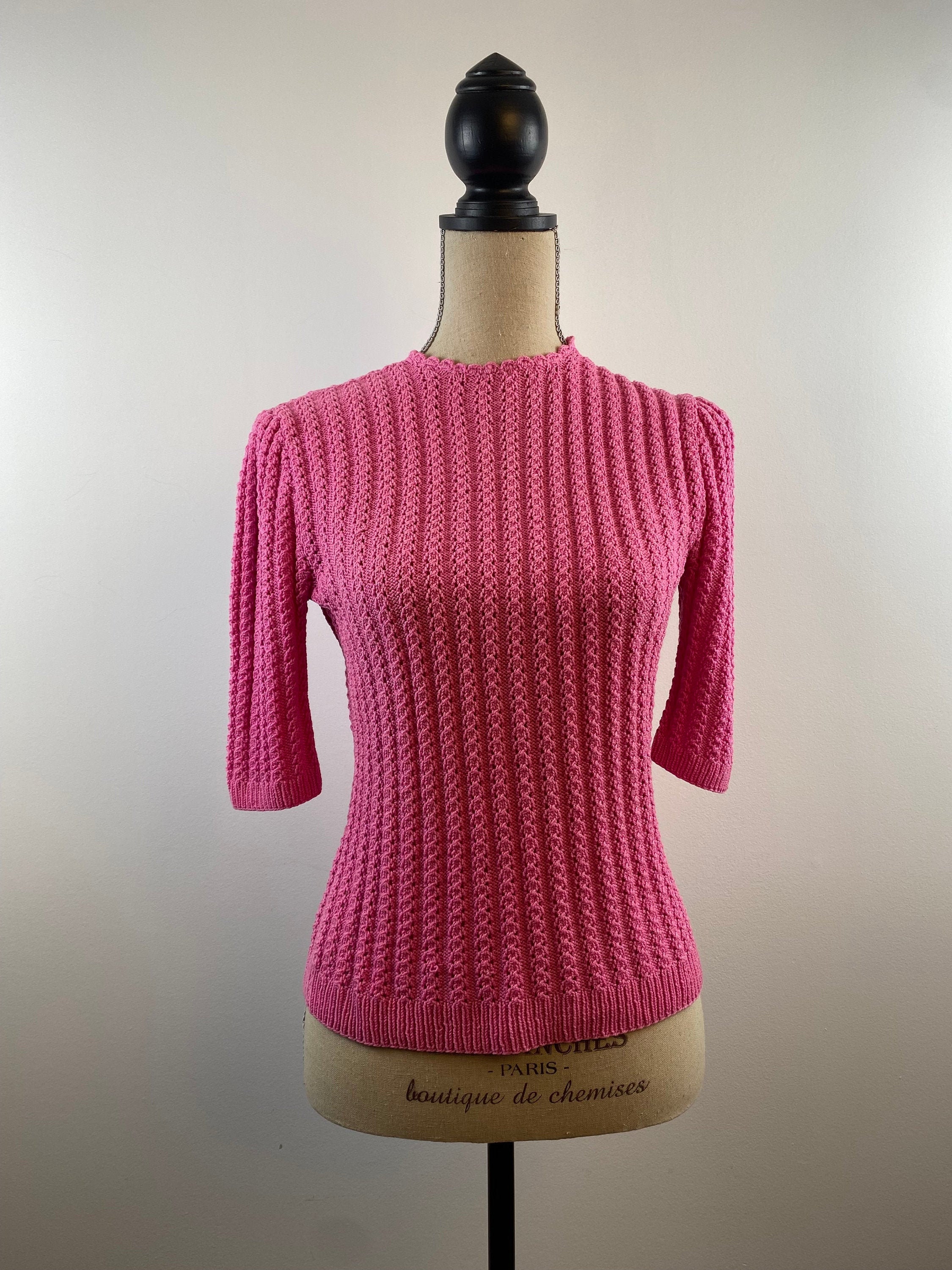 Bubble Gum Pink Handknit Sweater