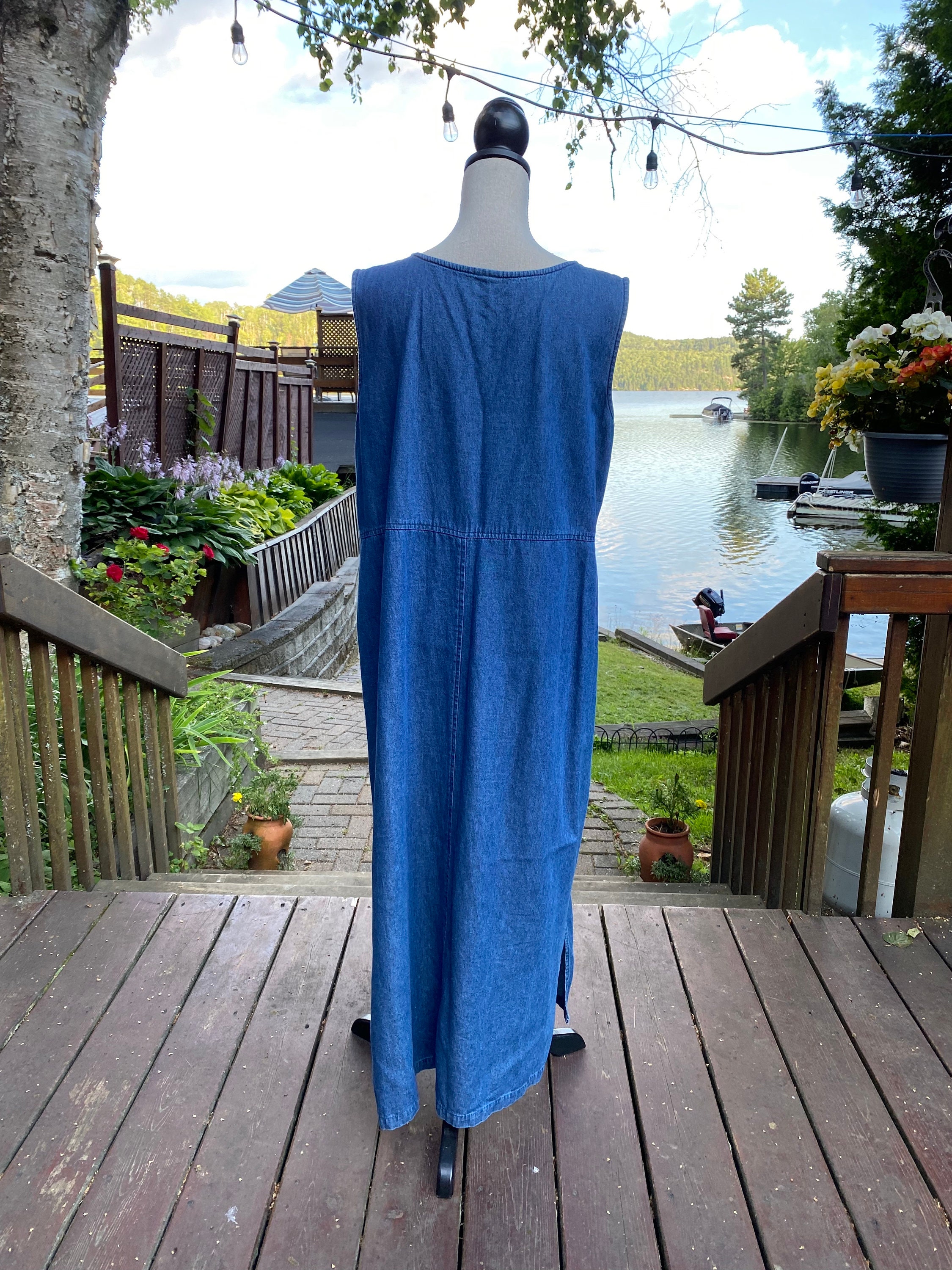 Denim Cottagecore Farmhouse Dress Large