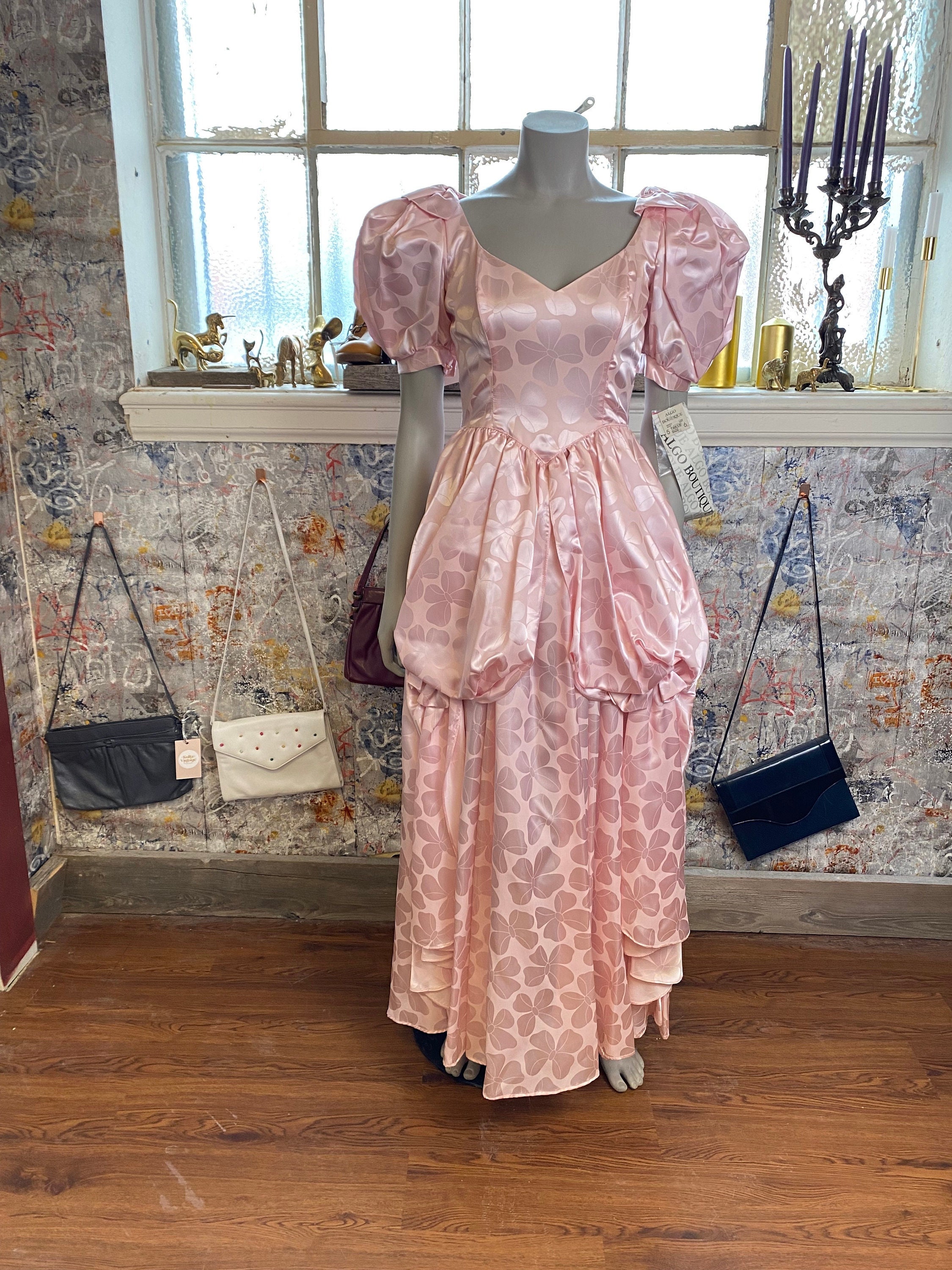 Vintage Pink Princess Dress / 80's Prom Dress / Evening Gown / Ball ...