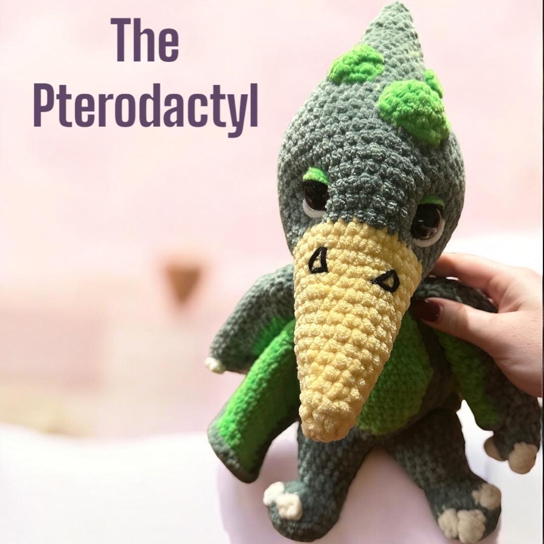 Perry the Pterodactyl: Handmade Chenille Dino Plushie - Etsy