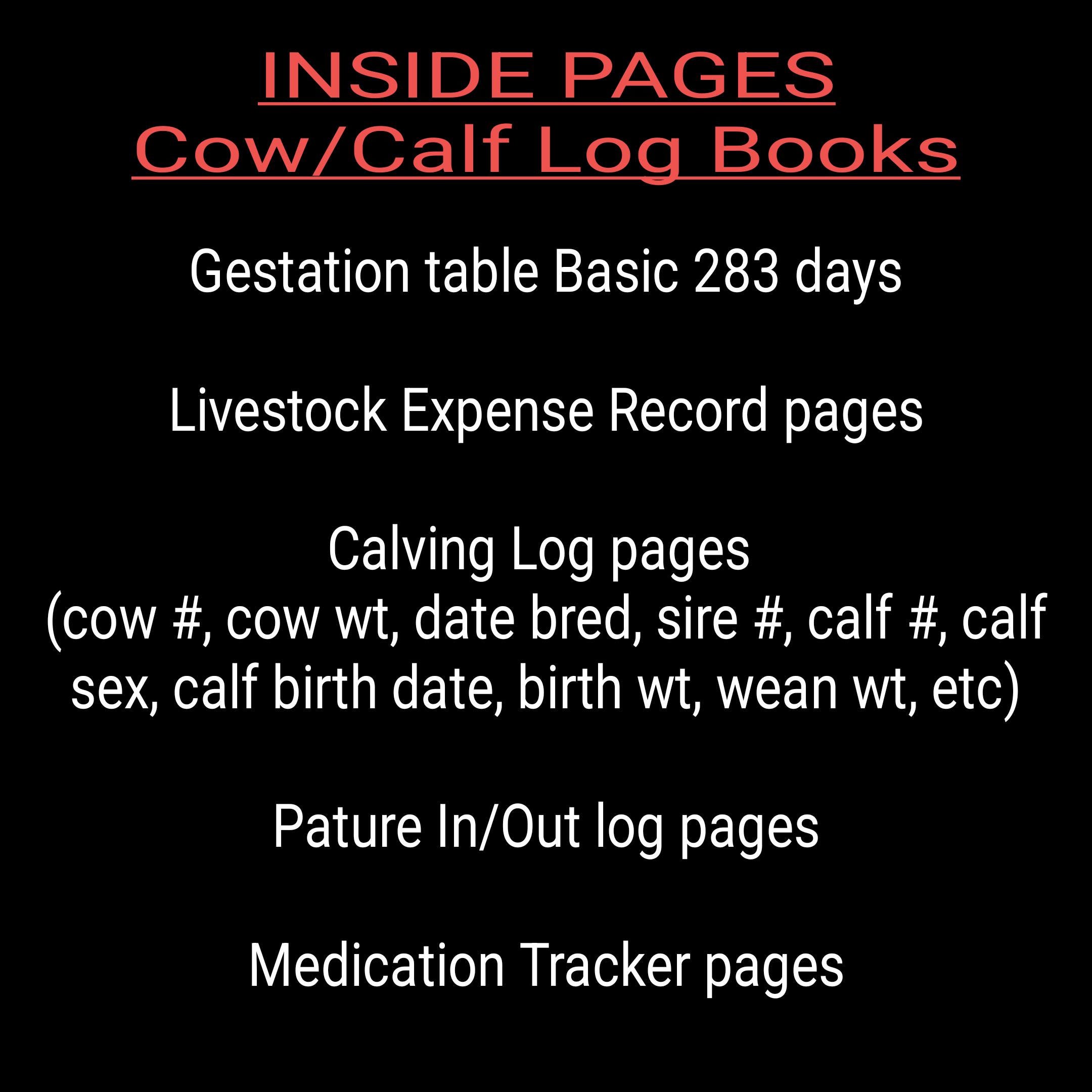 PERSONALIZED CATTLE Log Books Log 192 Cow Calf Pair Farm Management - Etsy
