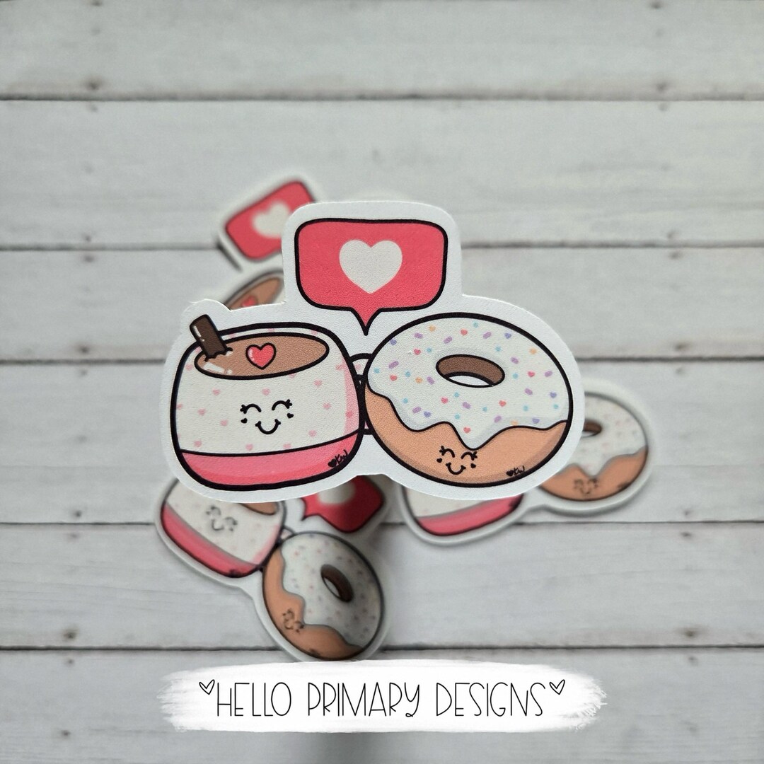 Coffee and Donuts Waterproof Sticker - Etsy