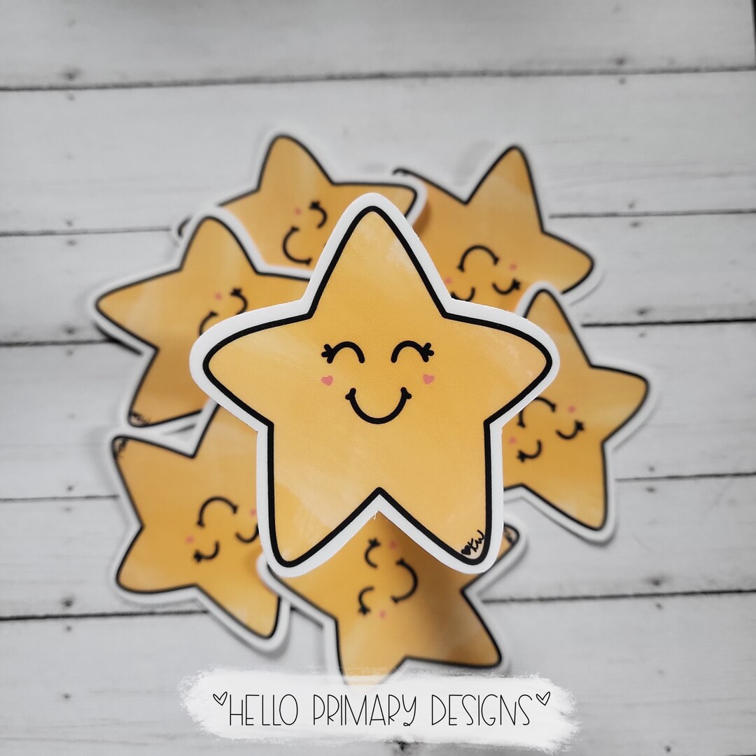 Happy Star Vinyl Waterproof Sticker - Etsy