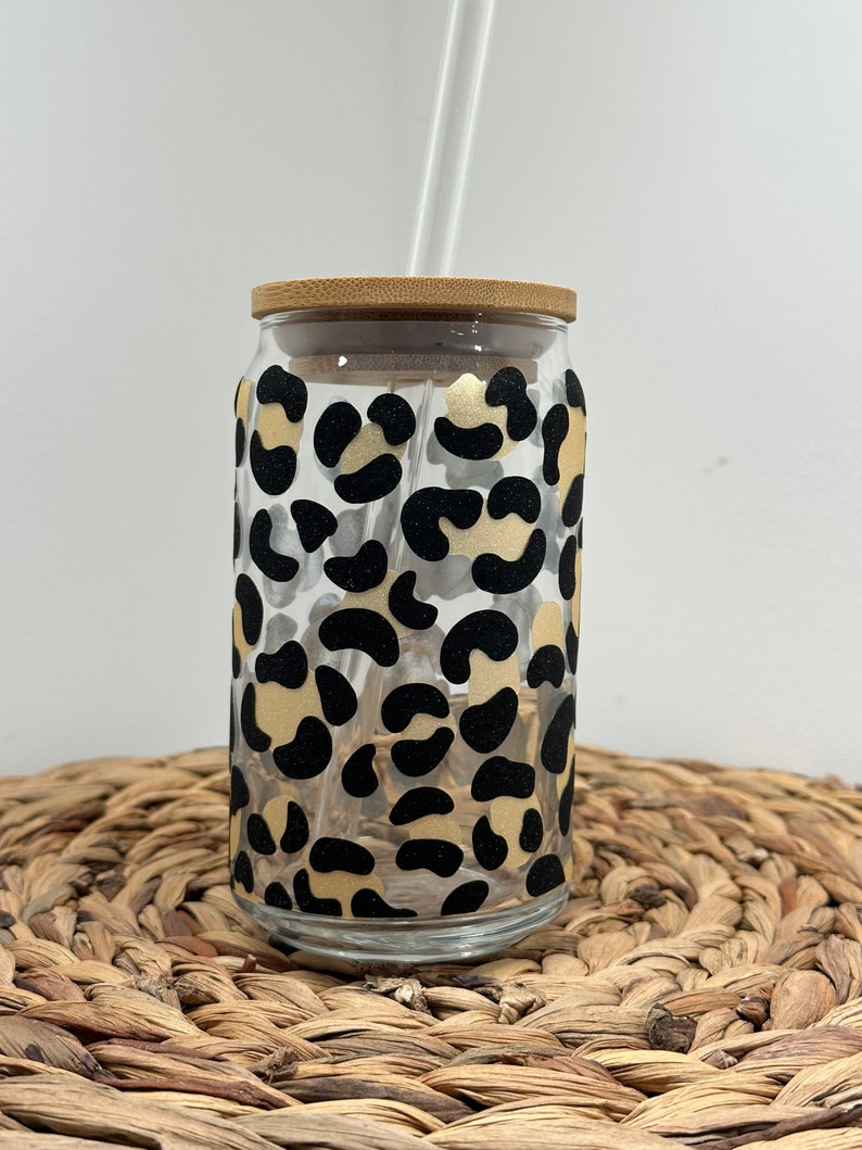 Leopard Print Libbey Glass Iced Coffee Cup Leopard Print Cup - Etsy