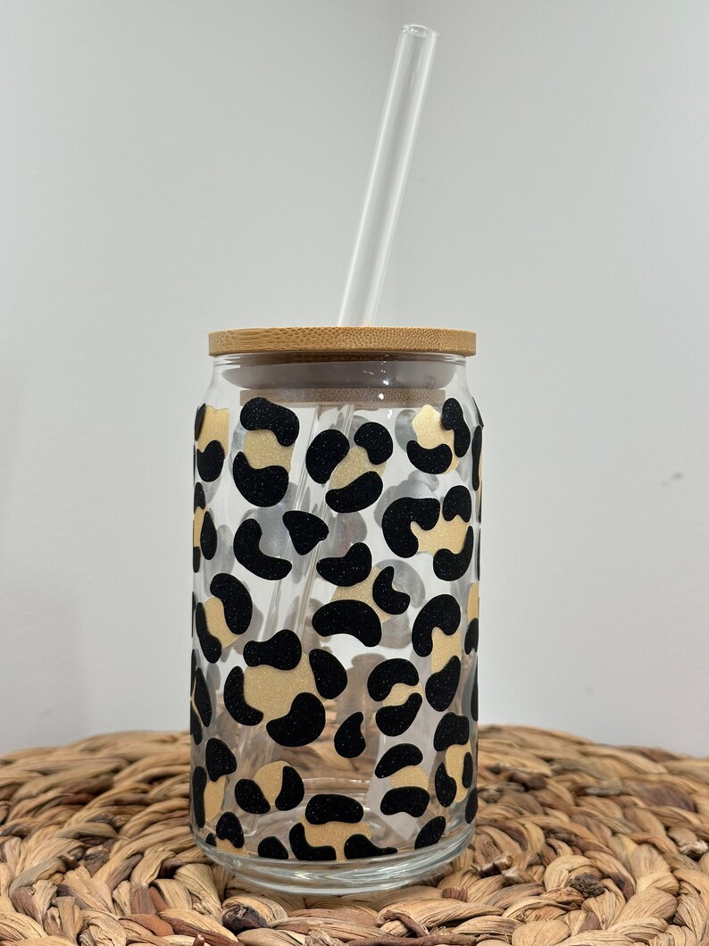 Leopard Print Libbey Glass Iced Coffee Cup Leopard Print Cup - Etsy
