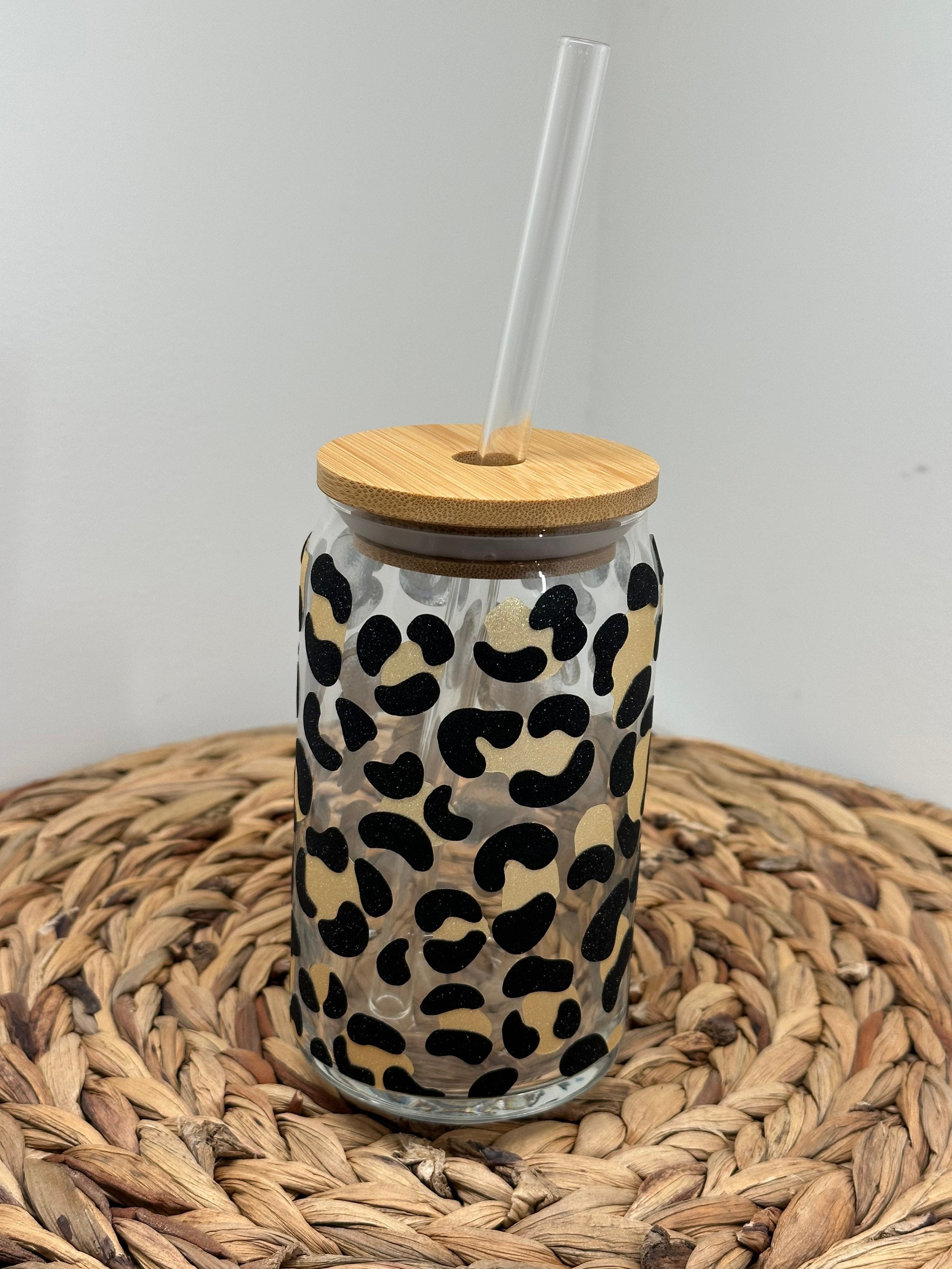 Leopard Print Libbey Glass Iced Coffee Cup Leopard Print Cup - Etsy