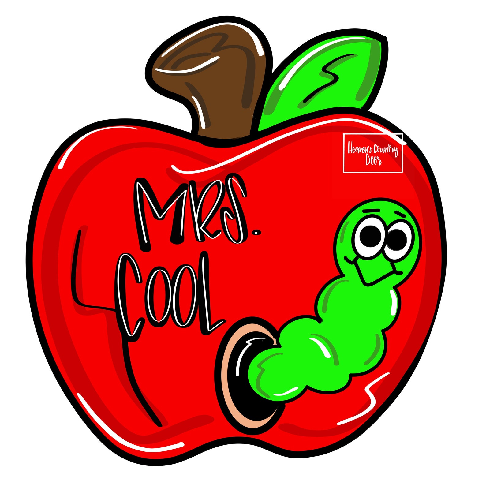 TEMPLATE: Apple / Worm Teacher Door Hanger Downloadable File | Etsy