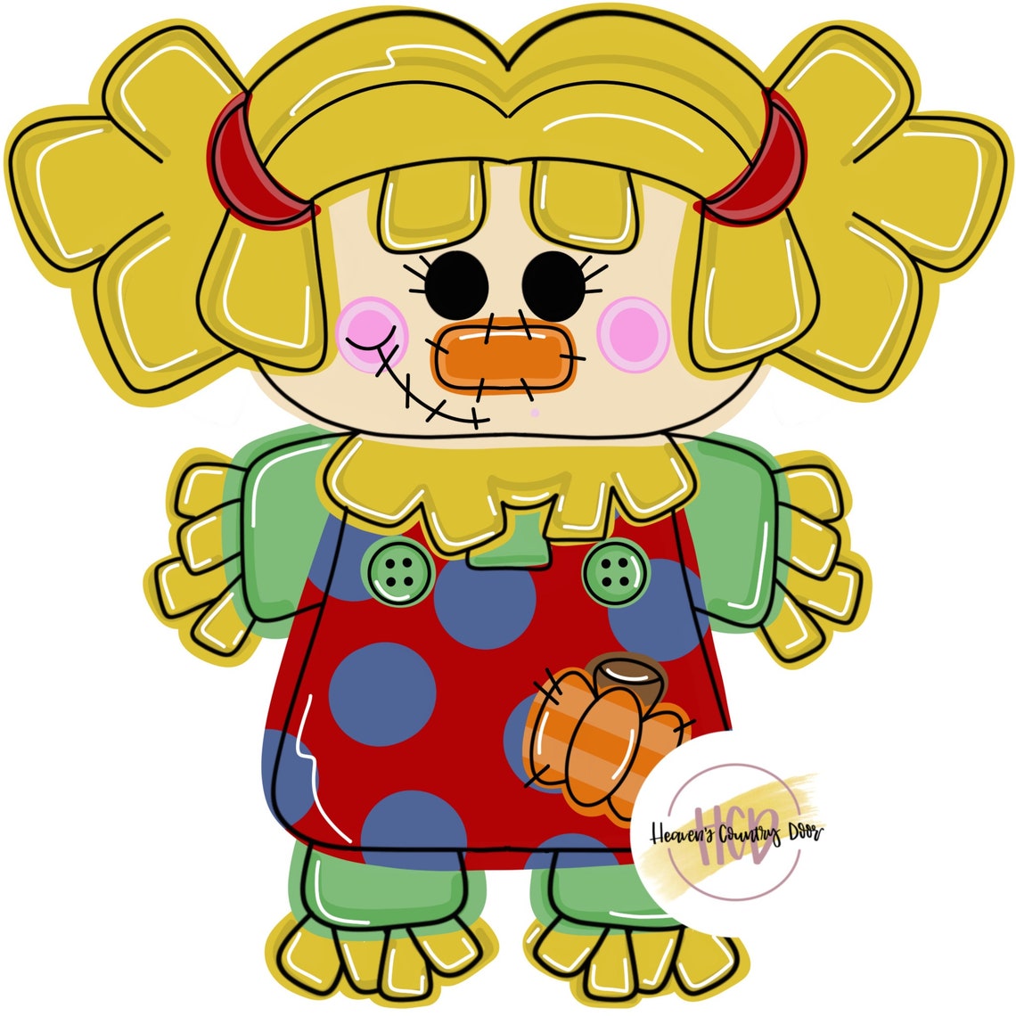 Template Scarecrow Girl Thanksgiving Fall Door Hanger Etsy
