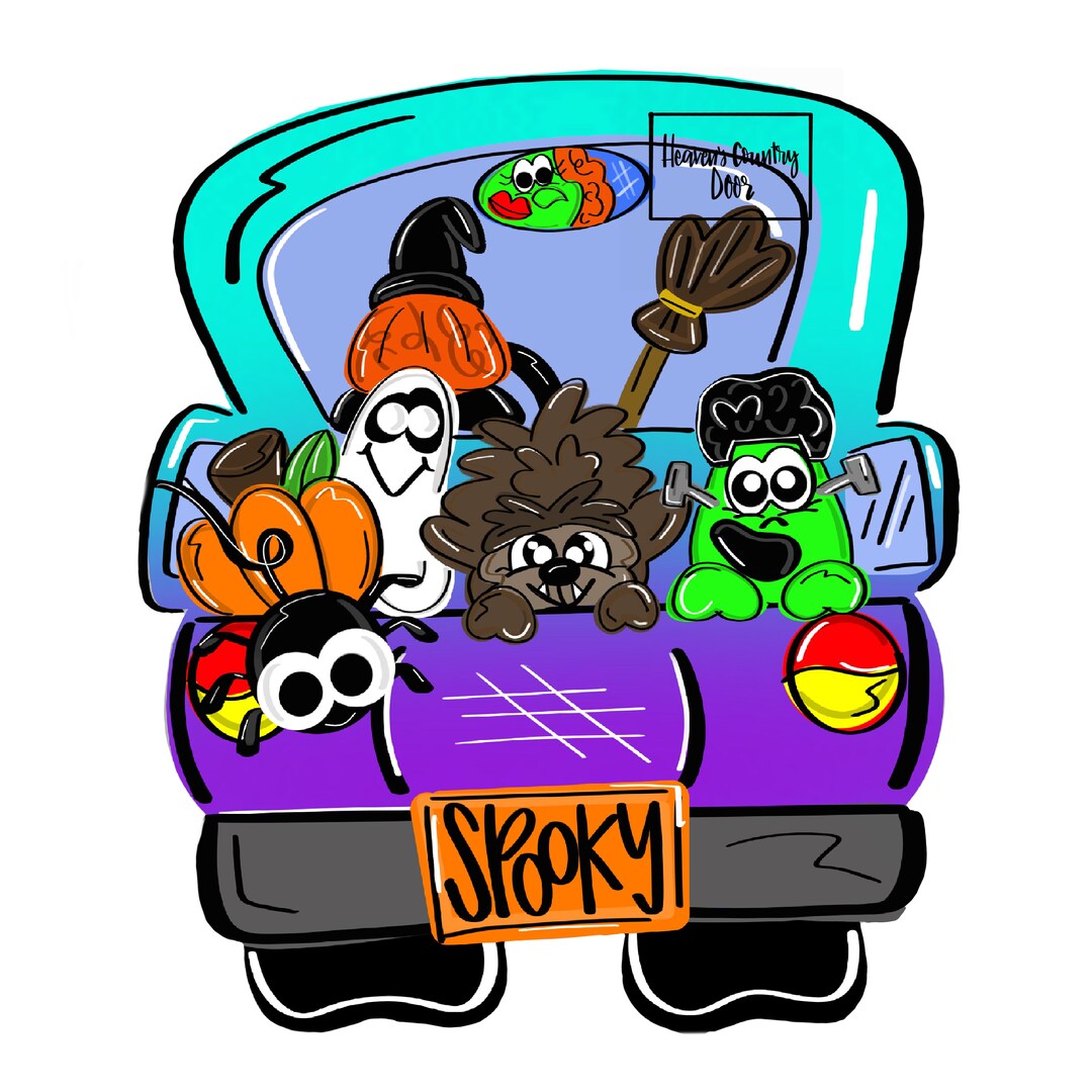 TEMPLATE : Witch | Spooky Truck | Halloween | Door Hanger | Template ...