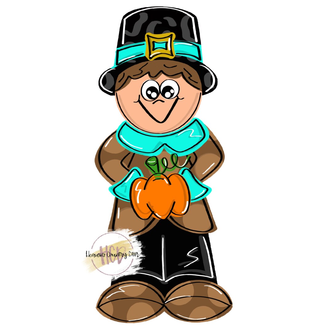 TEMPLATE: Pilgrim Boy | Thanksgiving | Door Hanger | Downloadable File ...