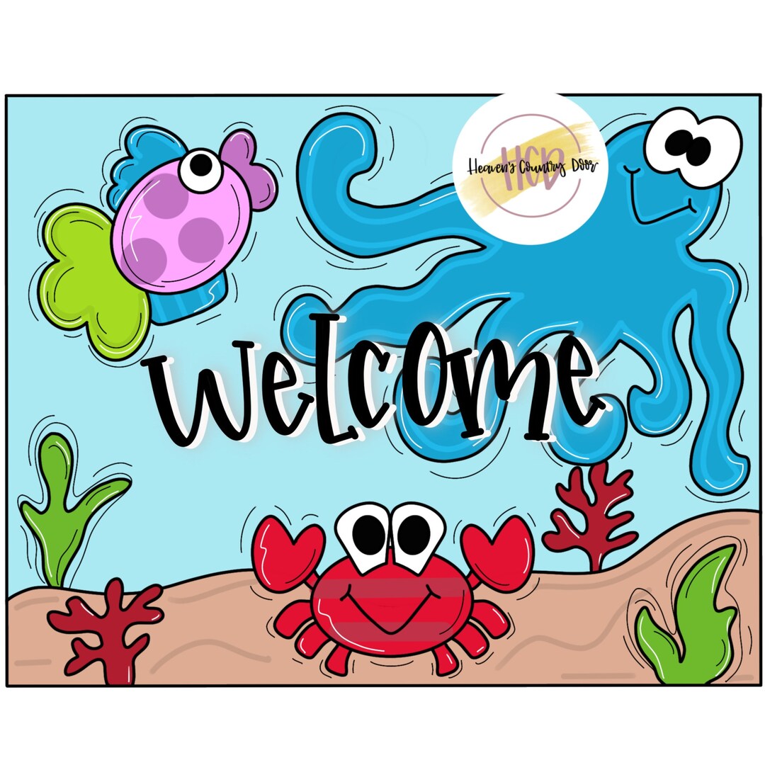 TEMPLATE: Back to School/ Ocean Door Hanger/ Under the Sea / Digital ...