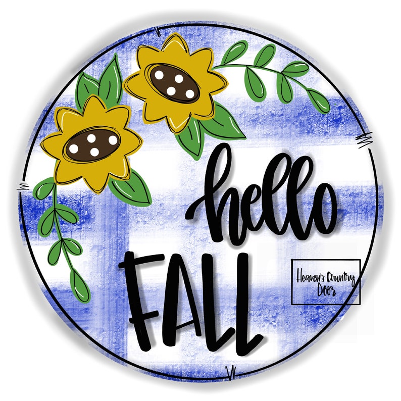 Template: Hello Fall sunflower Door Hanger Downloadable - Etsy