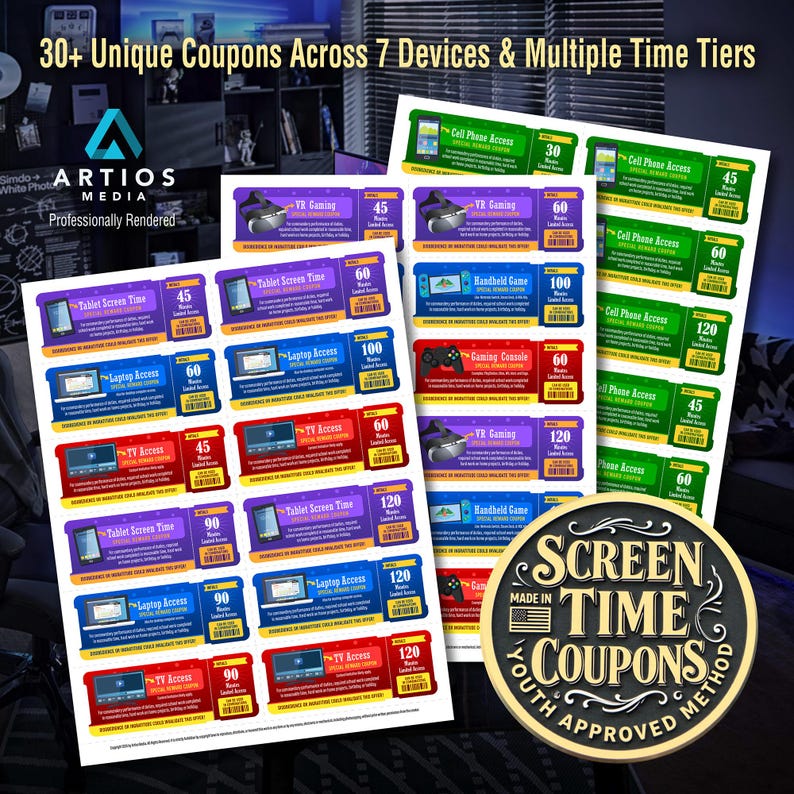 Screen Time Reward Coupons for Teens & Tweens (digital Download) - Etsy