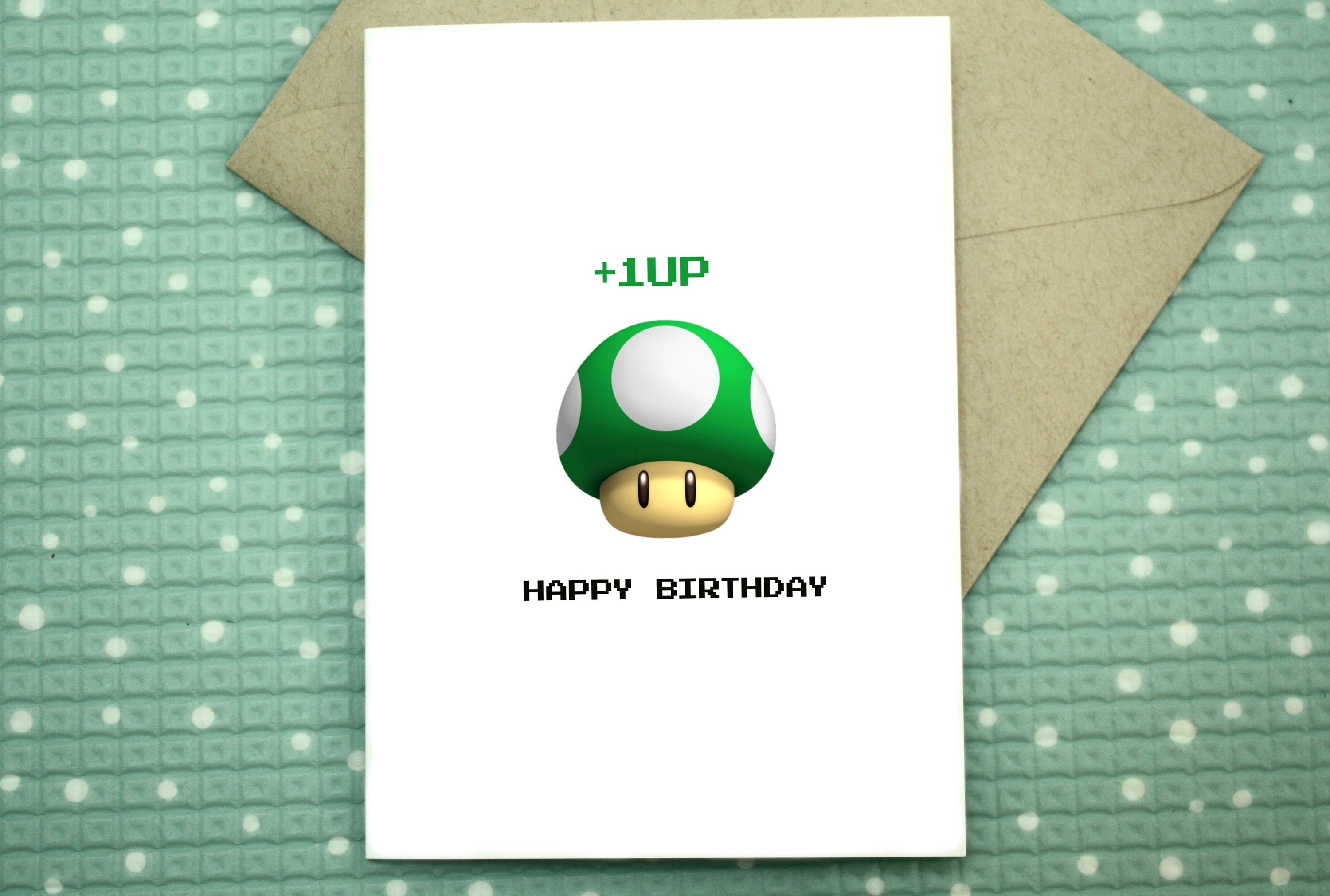 1UP Mushroom - Nintendo Super Mario Birthday Card - Etsy