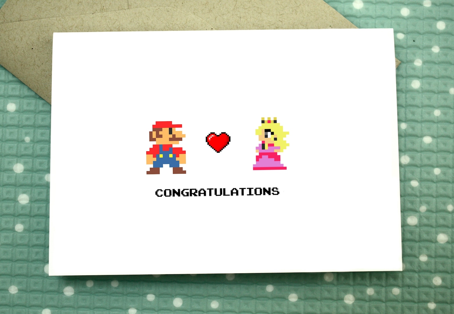 Mario and Peach - Nintendo Super Mario Wedding Congratulations Card - Etsy