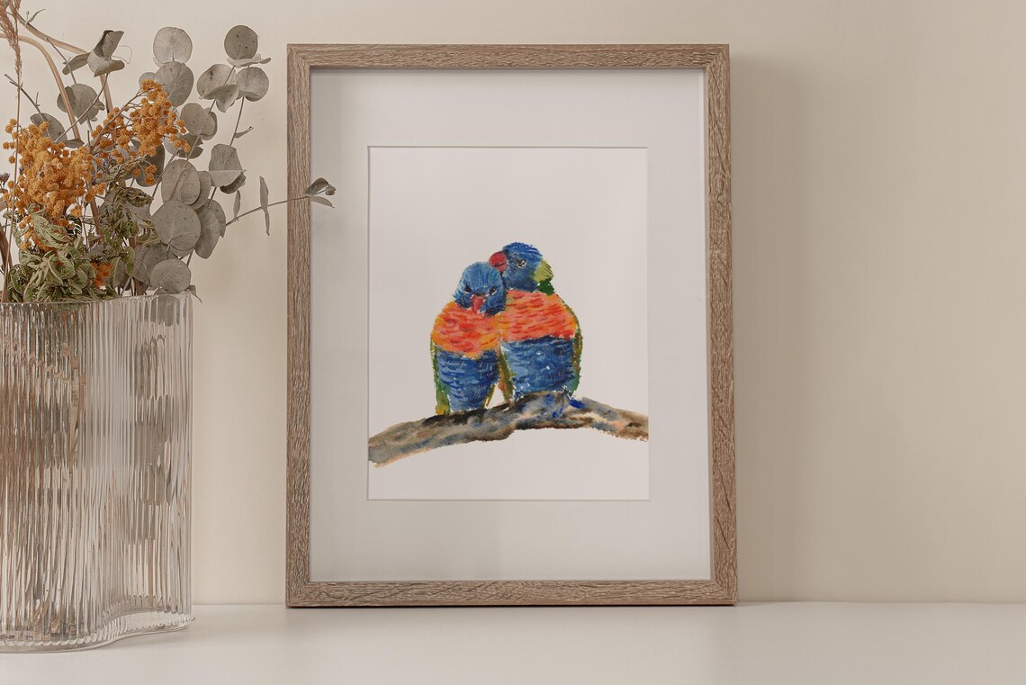 Rainbow Lorikeets - Watercolor Art Print Australian Native Bird Home ...