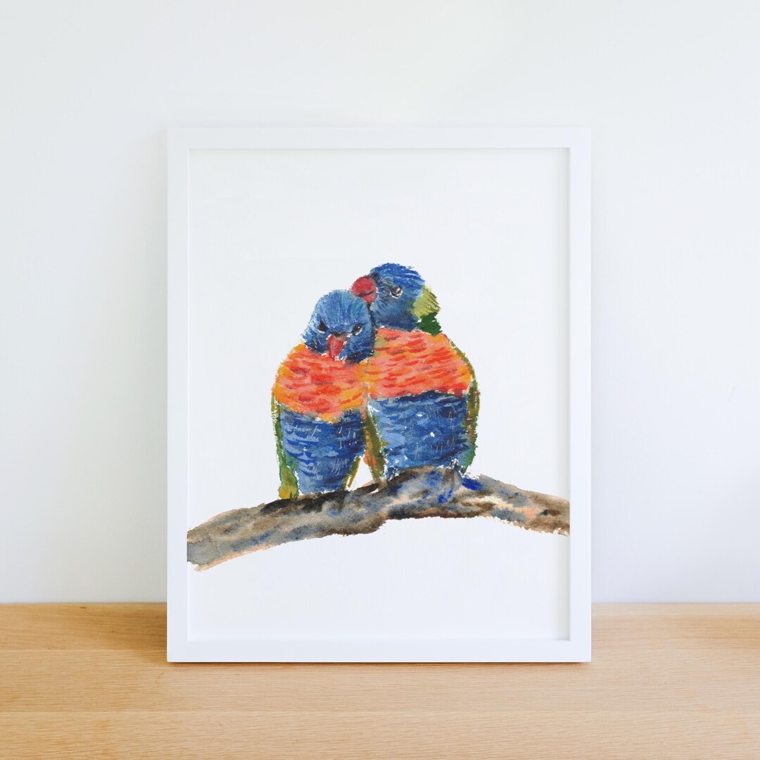 Rainbow Lorikeets - Watercolor Art Print Australian Native Bird Home ...