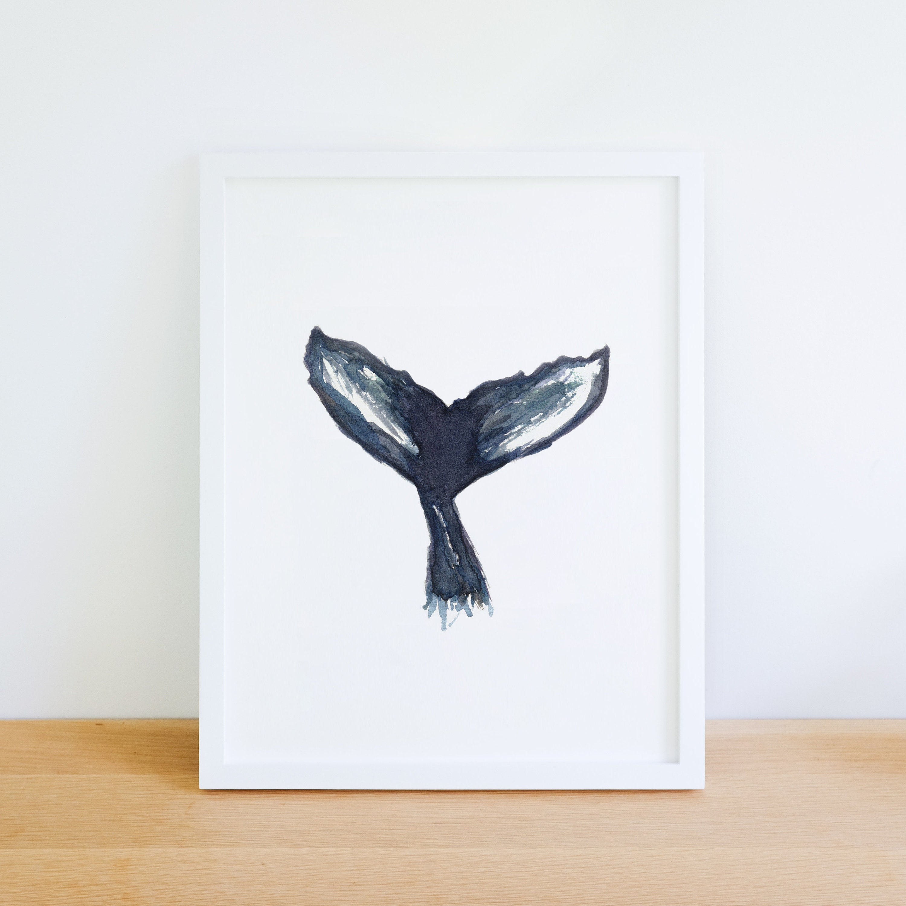 Whale Tail Watercolor Art Print Ocean Animal Nautical | Etsy