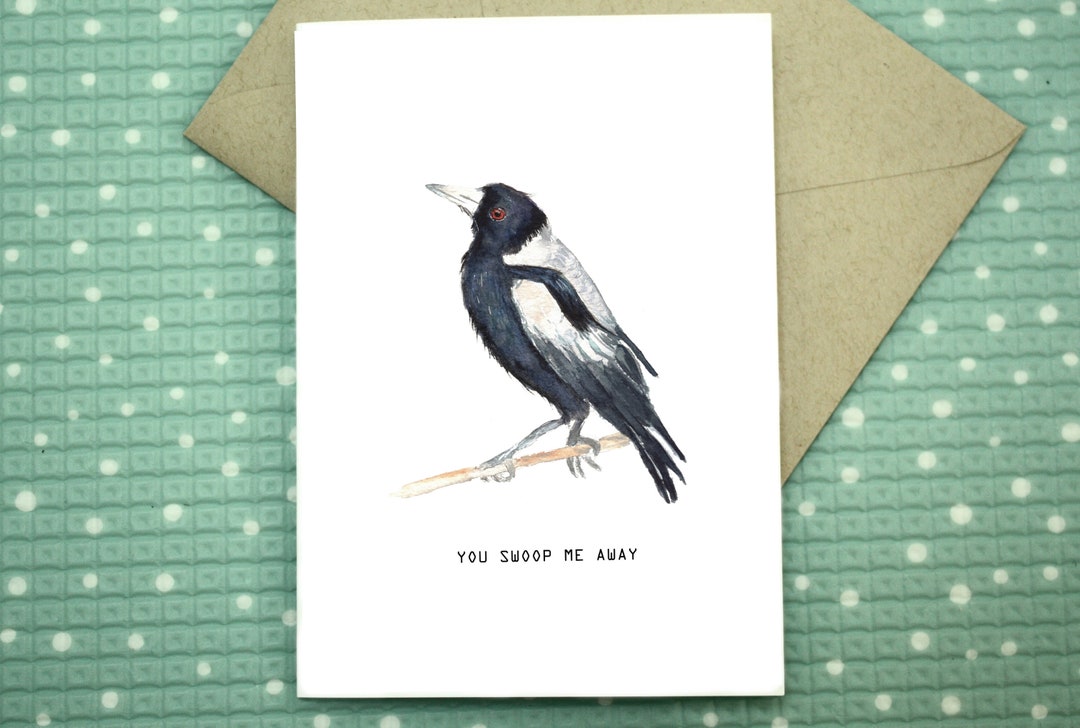 Magpie - You Swoop Me Away - Blank Greeting Card - Etsy