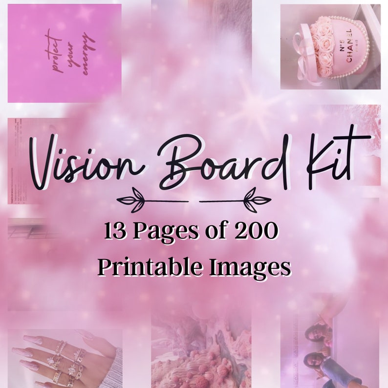 Pink Vision Board Kit L Printable Vision Board Kit L Pink Mood Board ...