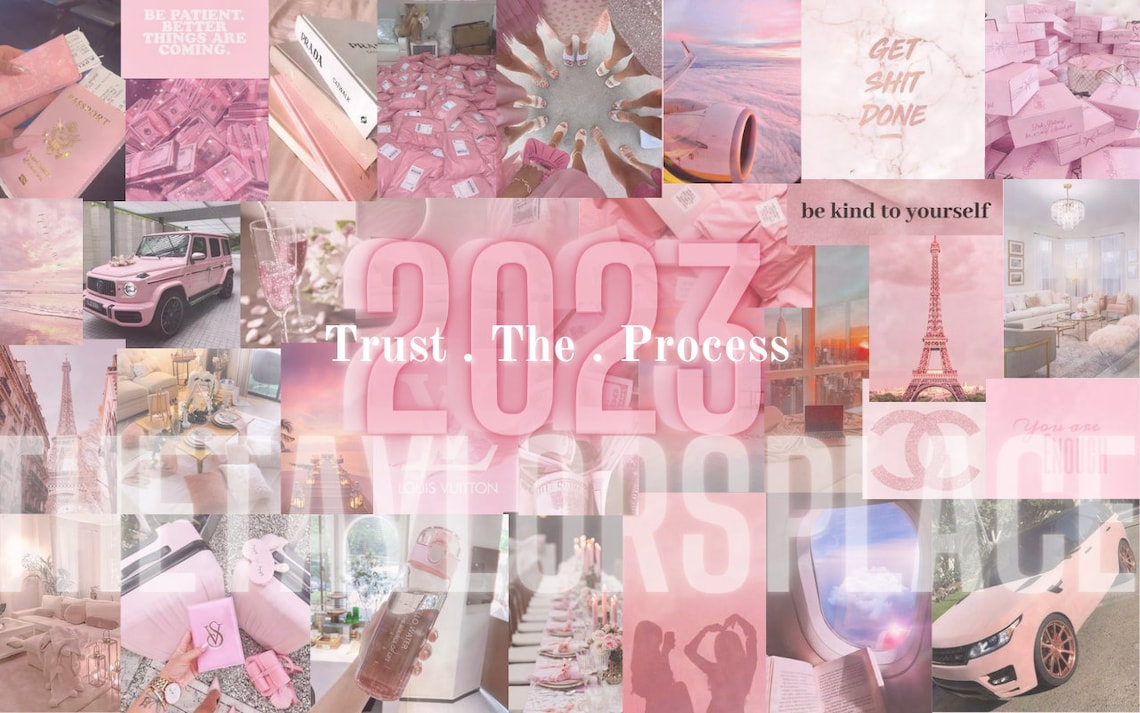 Visionboard Desktop Wallpaper Pink Aesthetic 2023 - Etsy