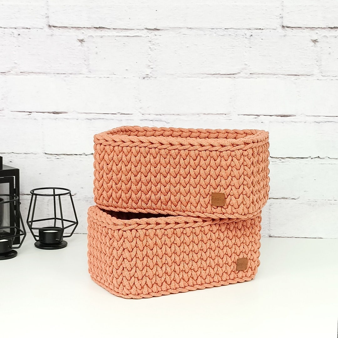 Rectangle Rope Basket, Diaper Basket, Crochet Storage Basket, Storage ...