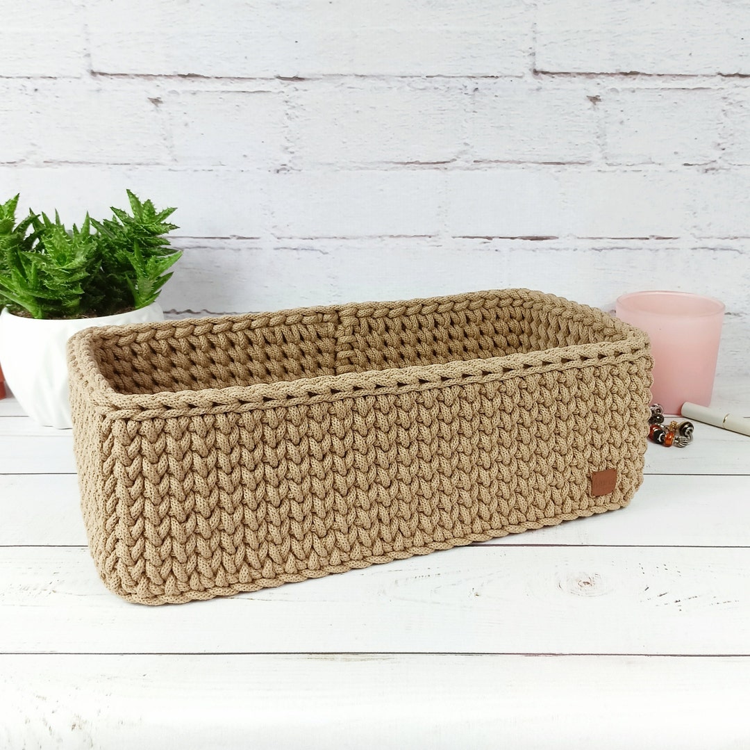 Rectangle Rope Basket, Diaper Basket, Crochet Storage Basket, Storage ...