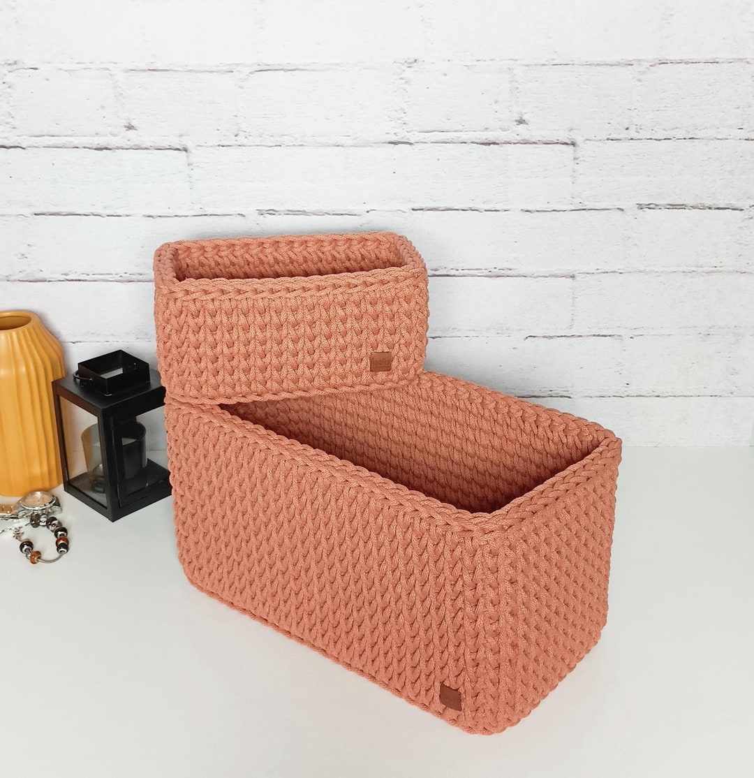 Rectangle Rope Basket, Diaper Basket, Crochet Storage Basket, Storage ...