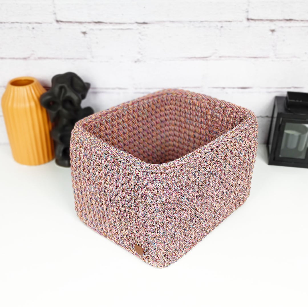 Rectangle Rope Basket, Diaper Basket, Crochet Storage Basket, Storage ...