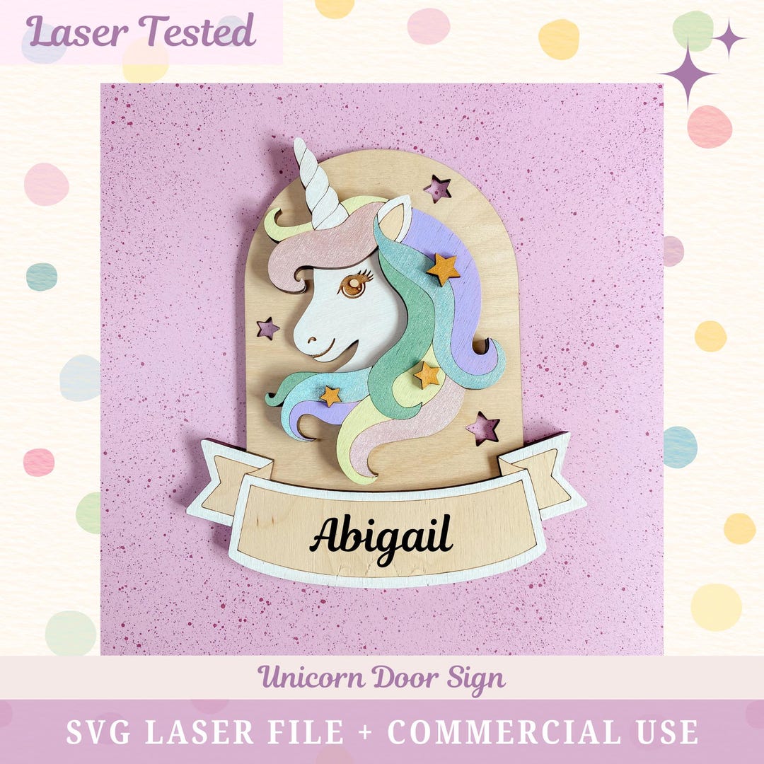 Unicorn Door Sign SVG for Laser Cutters, Unicorn Digital Download - Etsy