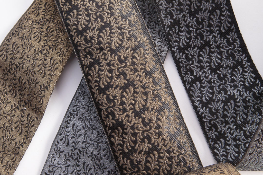 Web Ribbon Jacquard Border 8 Cm Wide Brocade Ribbon Border Metallic - Etsy
