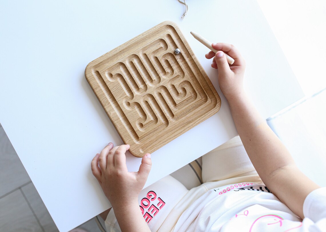 Tracing Board Brain Teaserwooden Maze and Pencil & Ball - Etsy