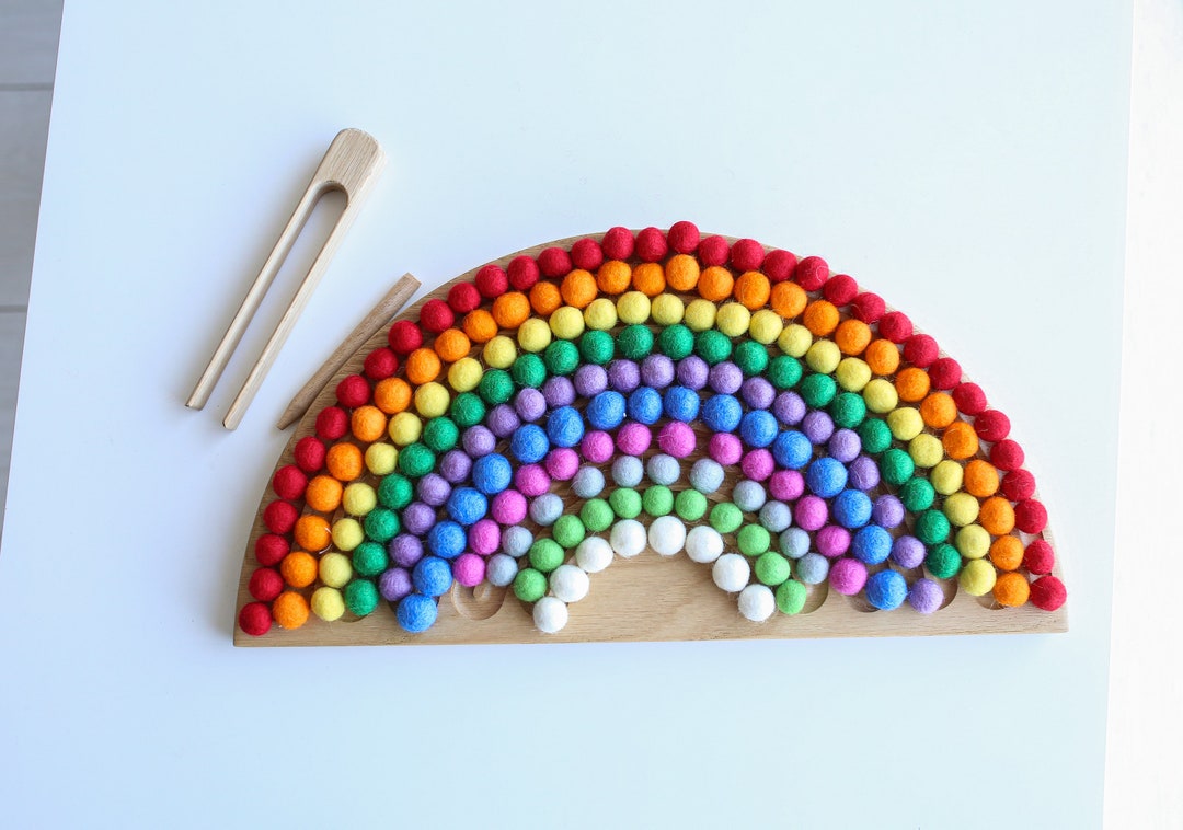 Rainbow Tracing Board Rainbow Sorting Board With Felt Balls - Etsy