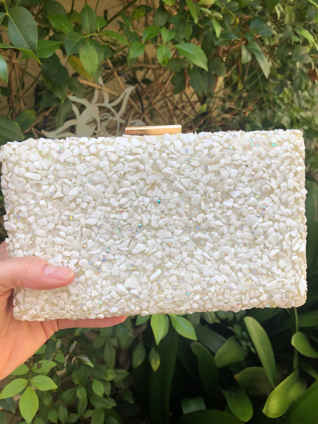 Handmade White Crystal Evening Clutch – Bride Wedding Purse - Etsy