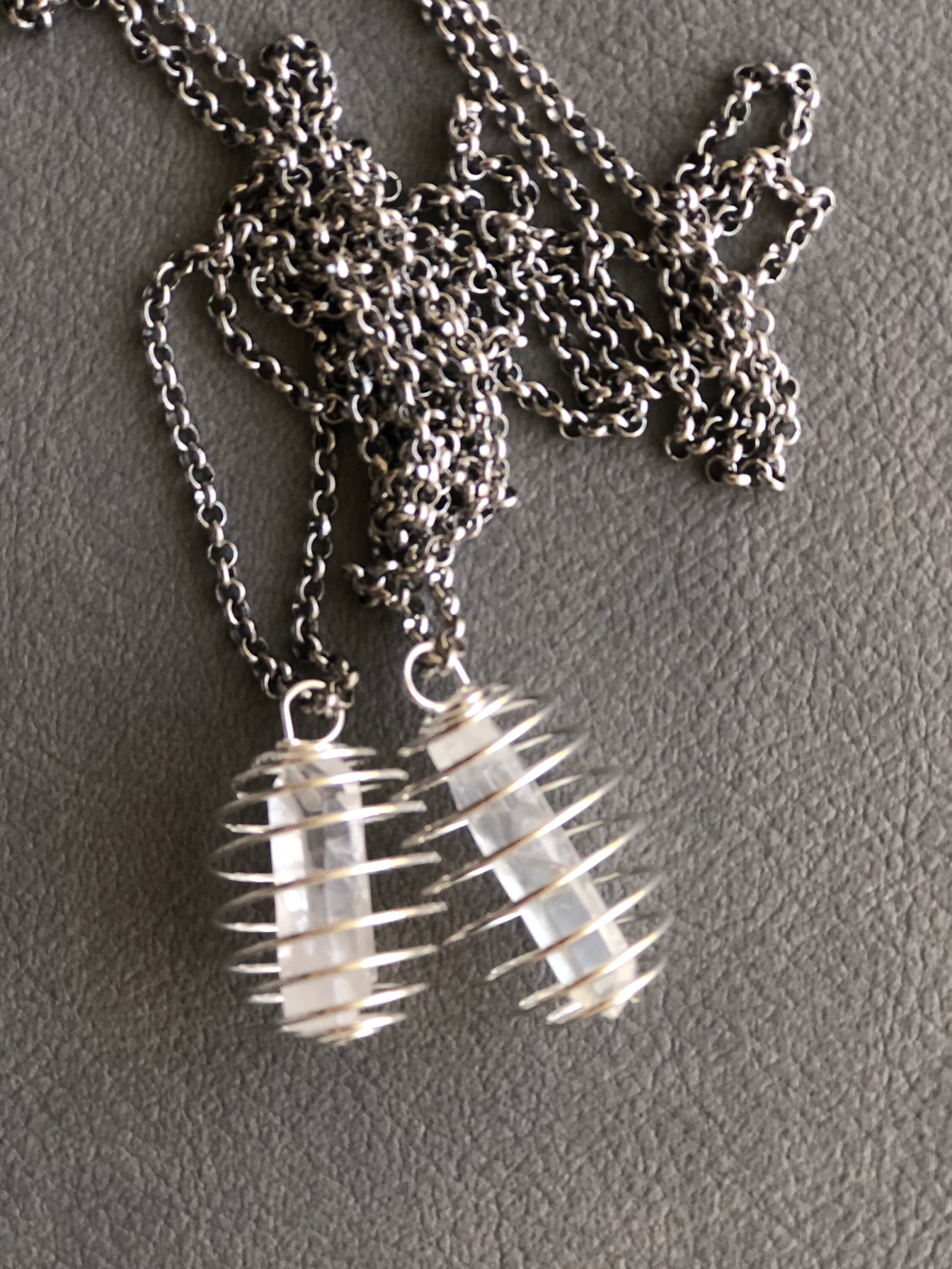 Crystal Cage Necklace - Quartz Necklace - Gemstone Cage Necklace ...