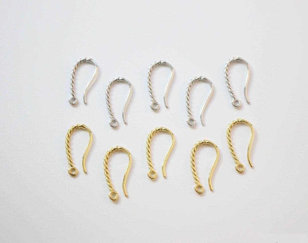 10pcs Real Gold Plated Brass Wrap Ear Studs Hooks Dangle Earring Hooks ...