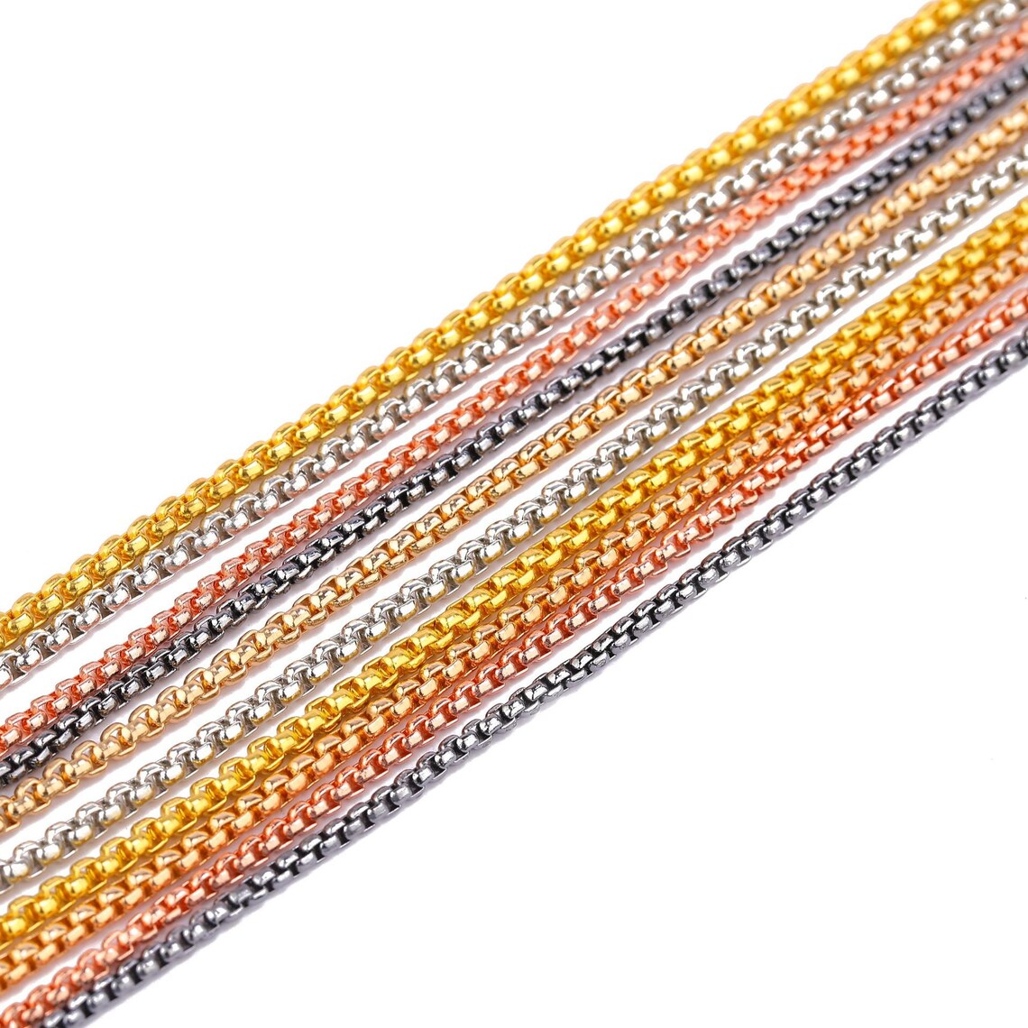 5pcs Round Box Chain Link Necklace With Lobster Clasp, 2.5mm/ 3mm Metal ...