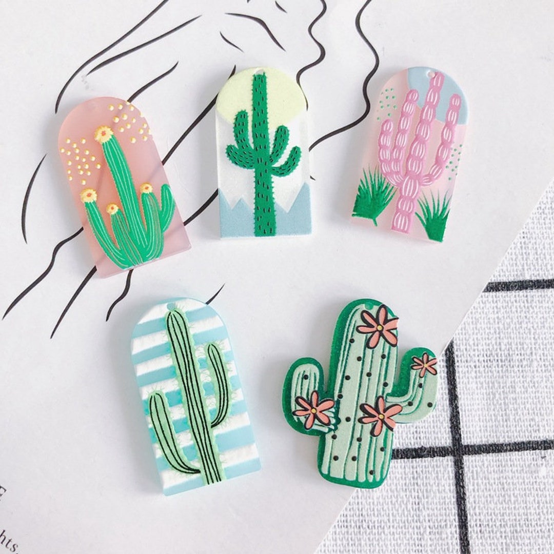 10pcs U Shape Cartoons Pattern Charms Geometric Cellulose Acetate Charm ...