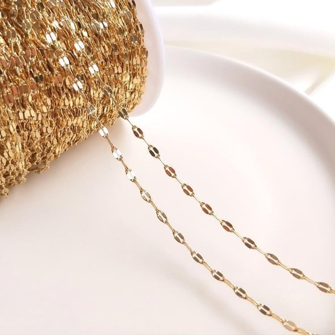 2 Meter 14k Gold Plated Lip Chain: Brass Necklace Bracelet Chain - Etsy