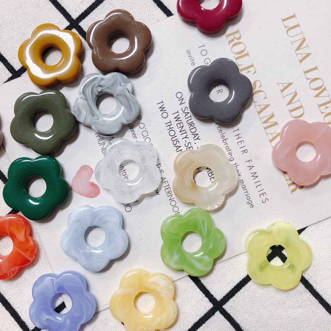 10pcs Flower-shaped Resin Charm Pendant, Acetate Acrylic Hollow Flower ...