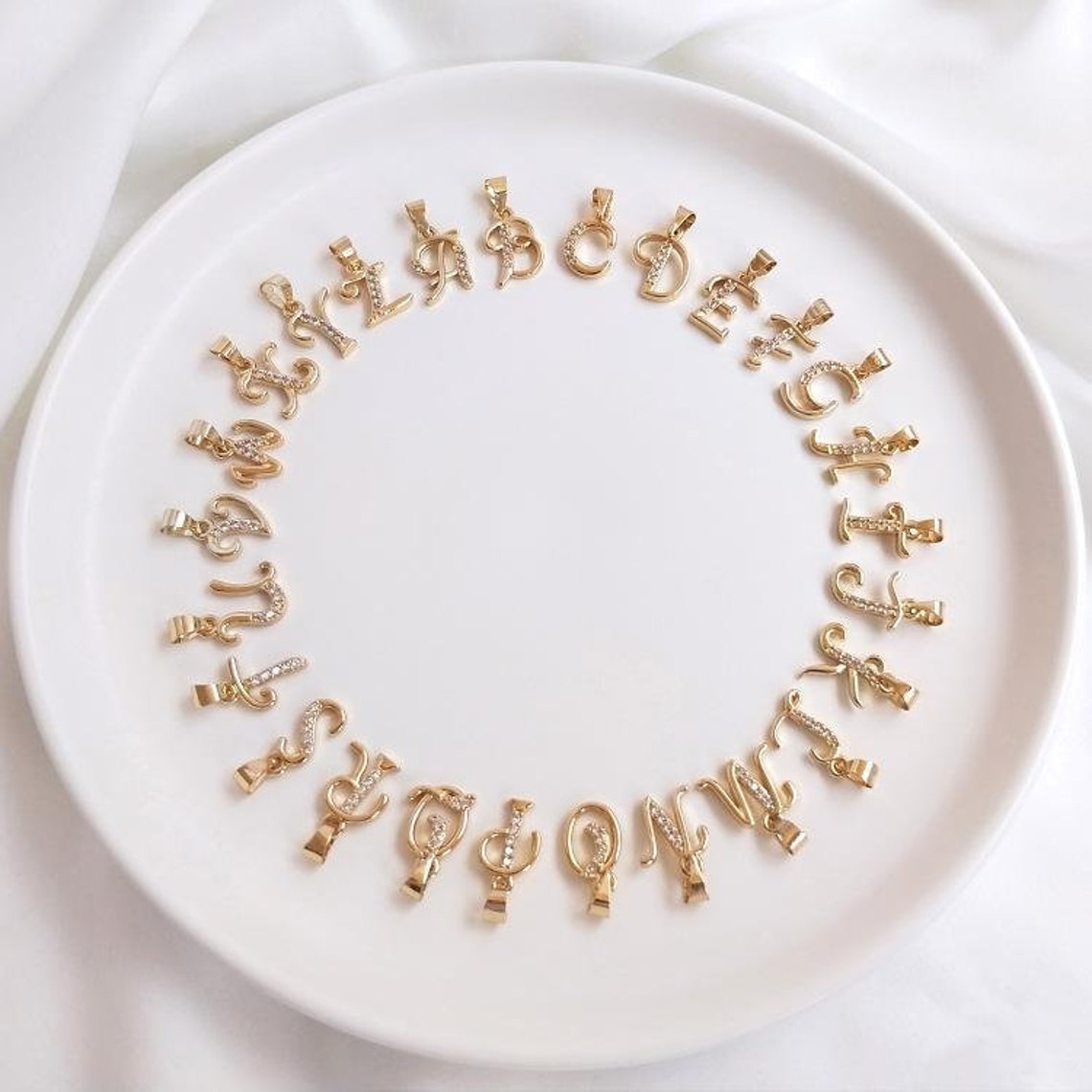 2pcs 14K Gold Plated Brass 26 Alphabet Letter Charmsletter - Etsy