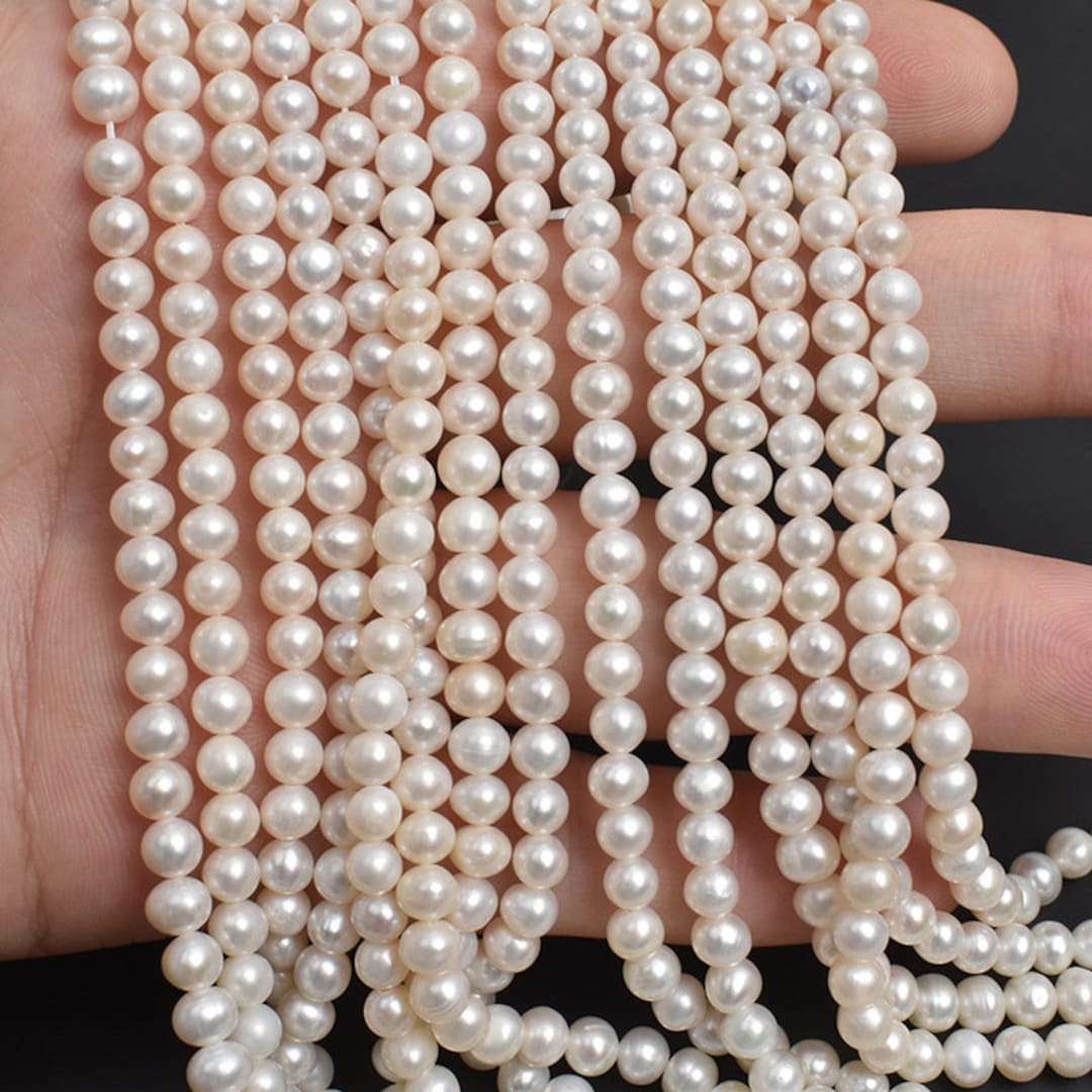 Natural AA Grade Round Pearl Beads, 6-7 Mm White Broque Pearl, Tiny ...