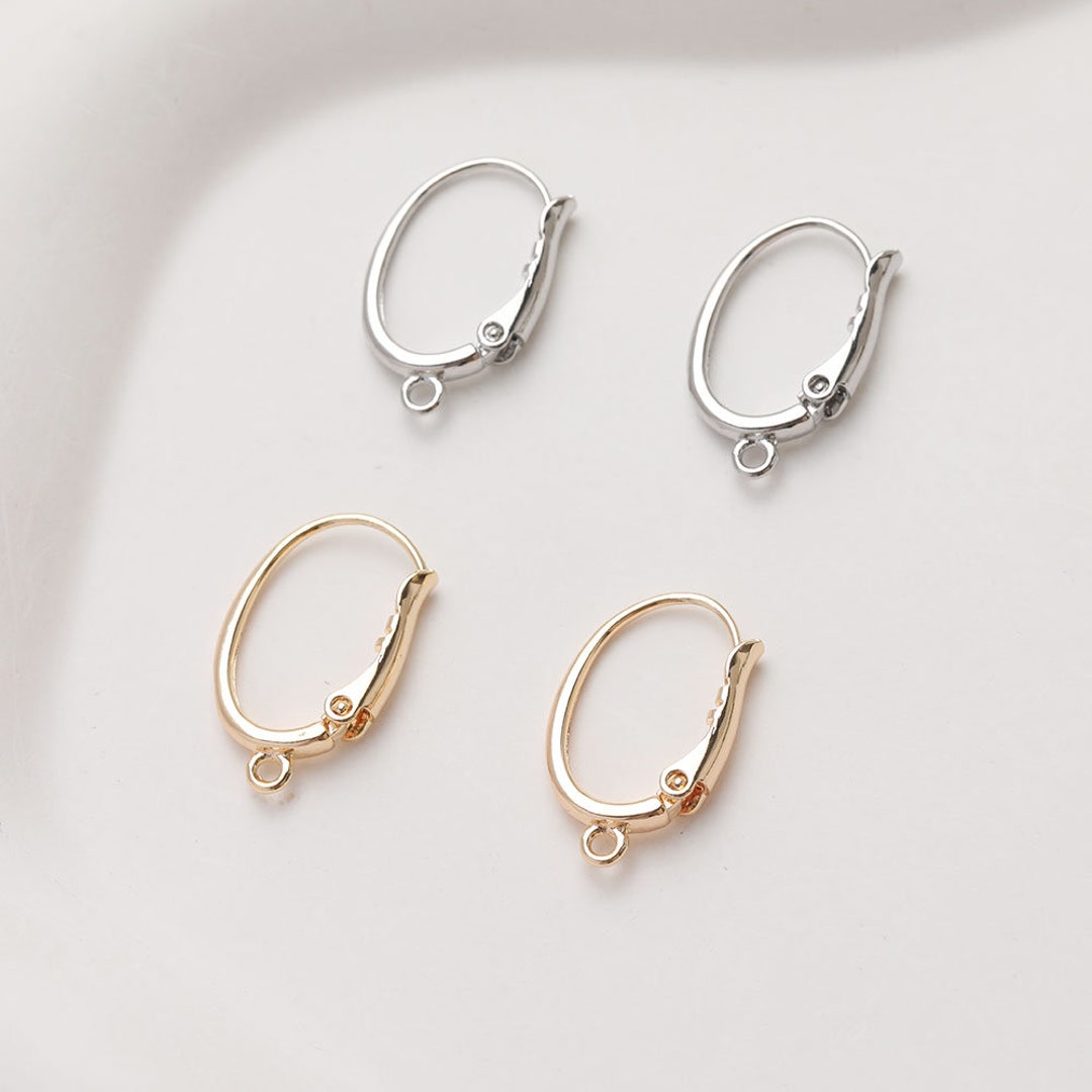 4pcs Gold Plated Oval Lever Back Ear Wires French Clip,ear Hook ...